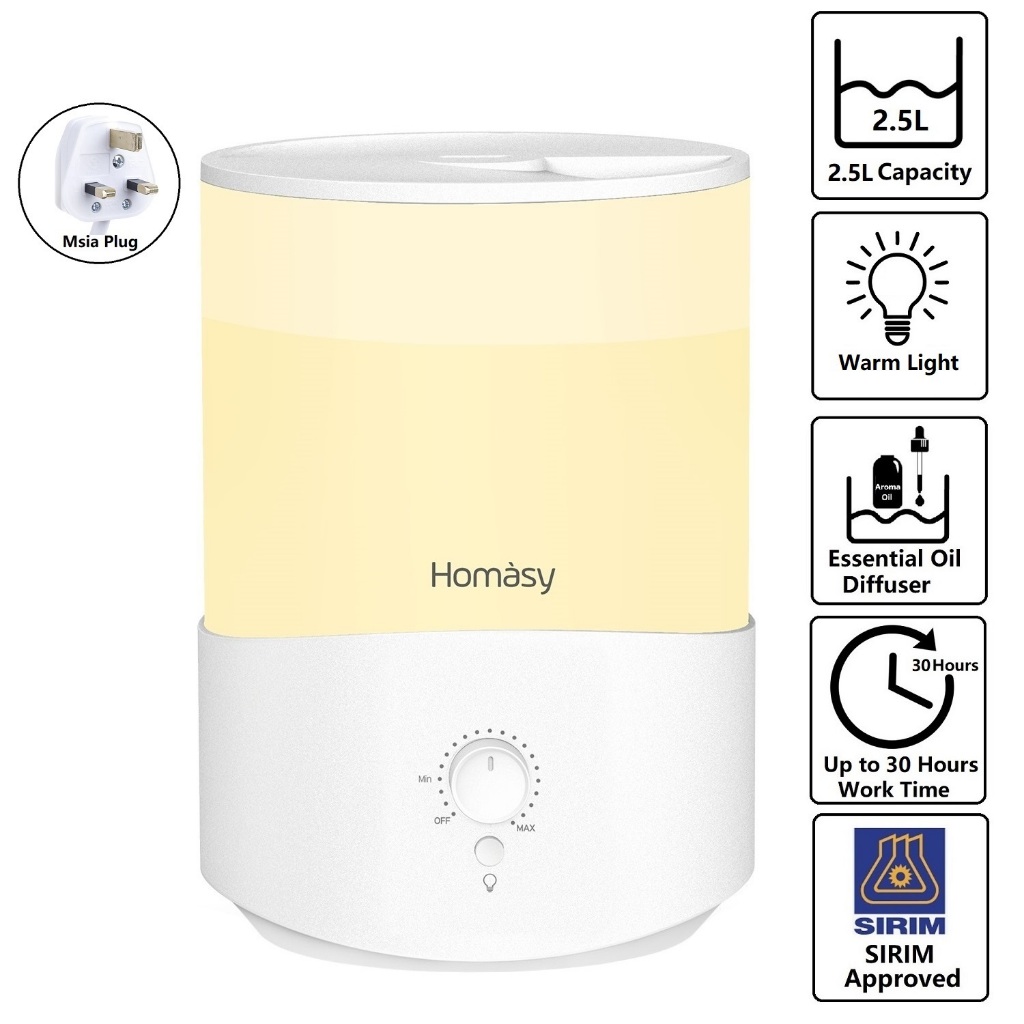 [SIRIM] Homasy 2.5L Easy Top Refill Air Humidifiers Cool Mist ...