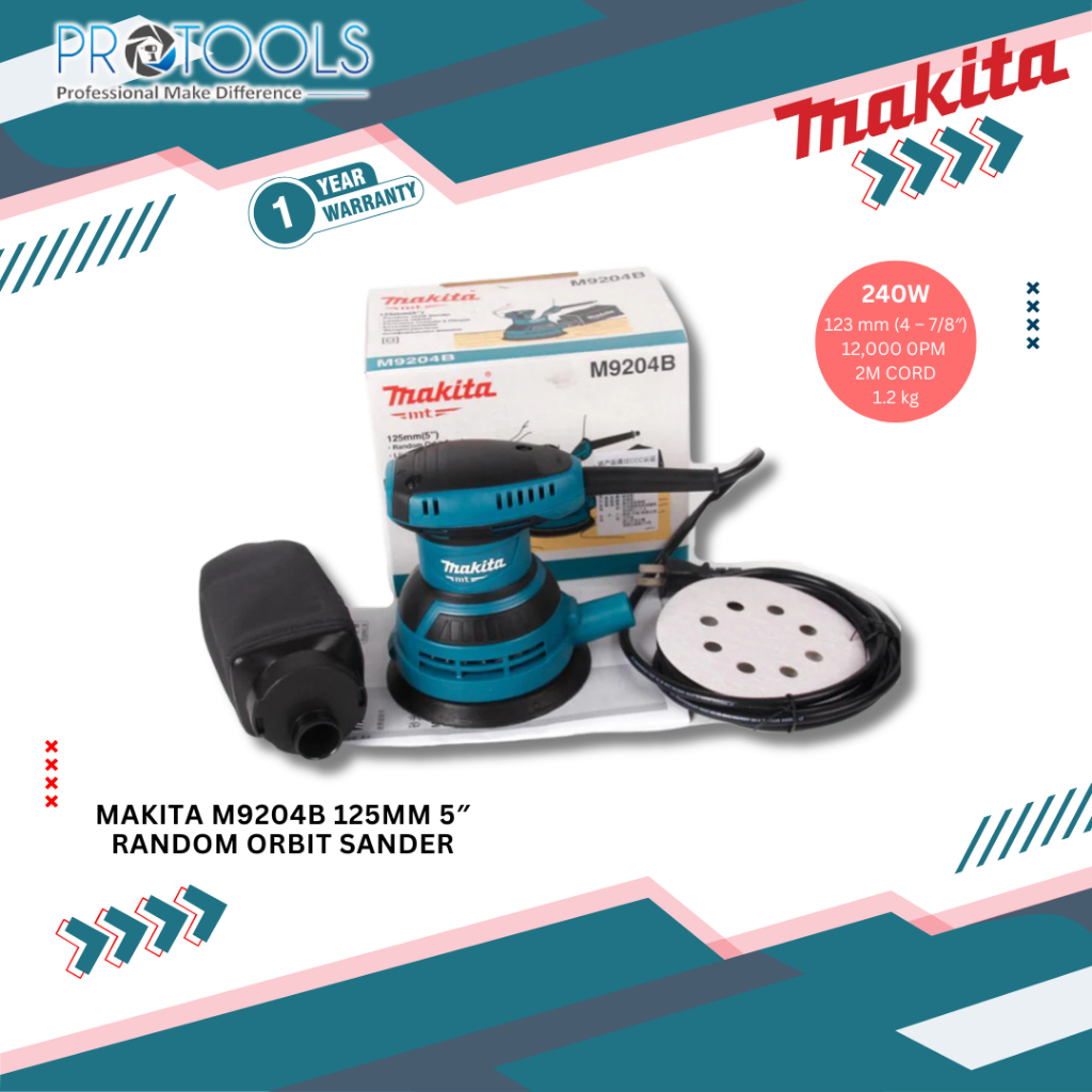 MAKITA MT M9204B CORDED RANDOM ORBITAL SANDER 5" (125MM) | 240W ...
