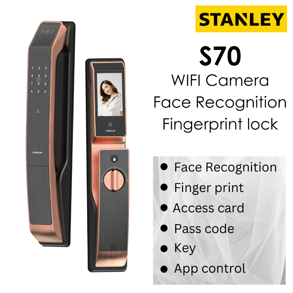 S70 STANLEY SMART DOOR LOCK WiFi Face Recognition Fingerprint Video ...