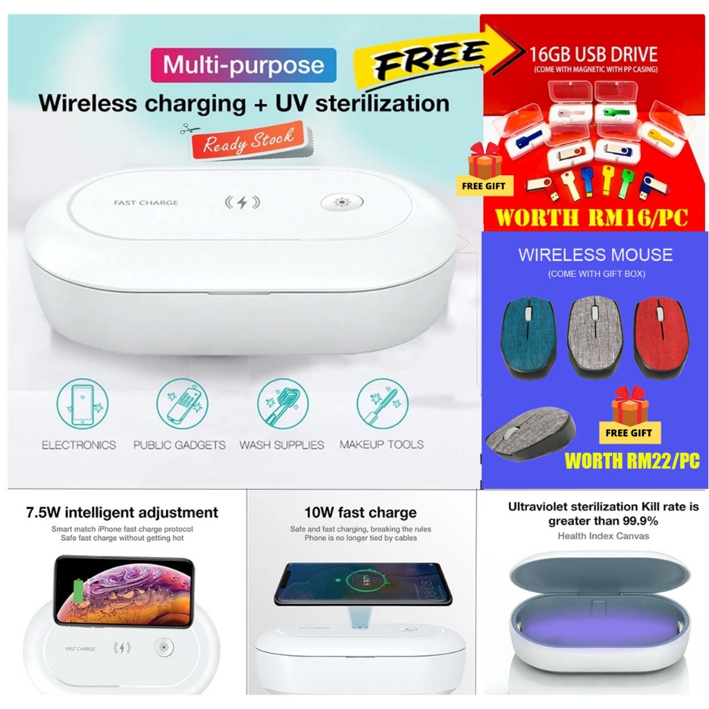 Multi-Function UV Light Sterilizer Phone Cleaner Box with Wireless ...