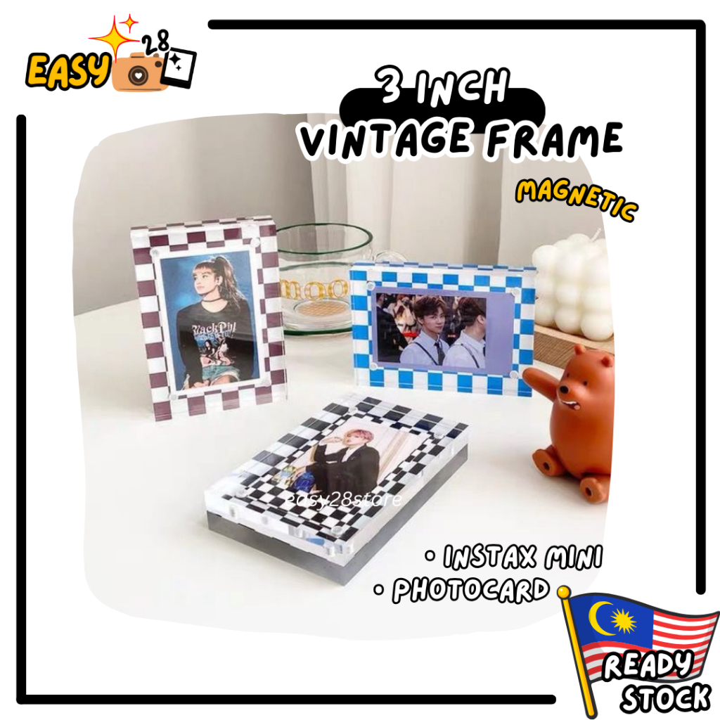 3 Inch Photo Frame Instax Mini Acrylic Frame Stand Ins Vintage Retro ...