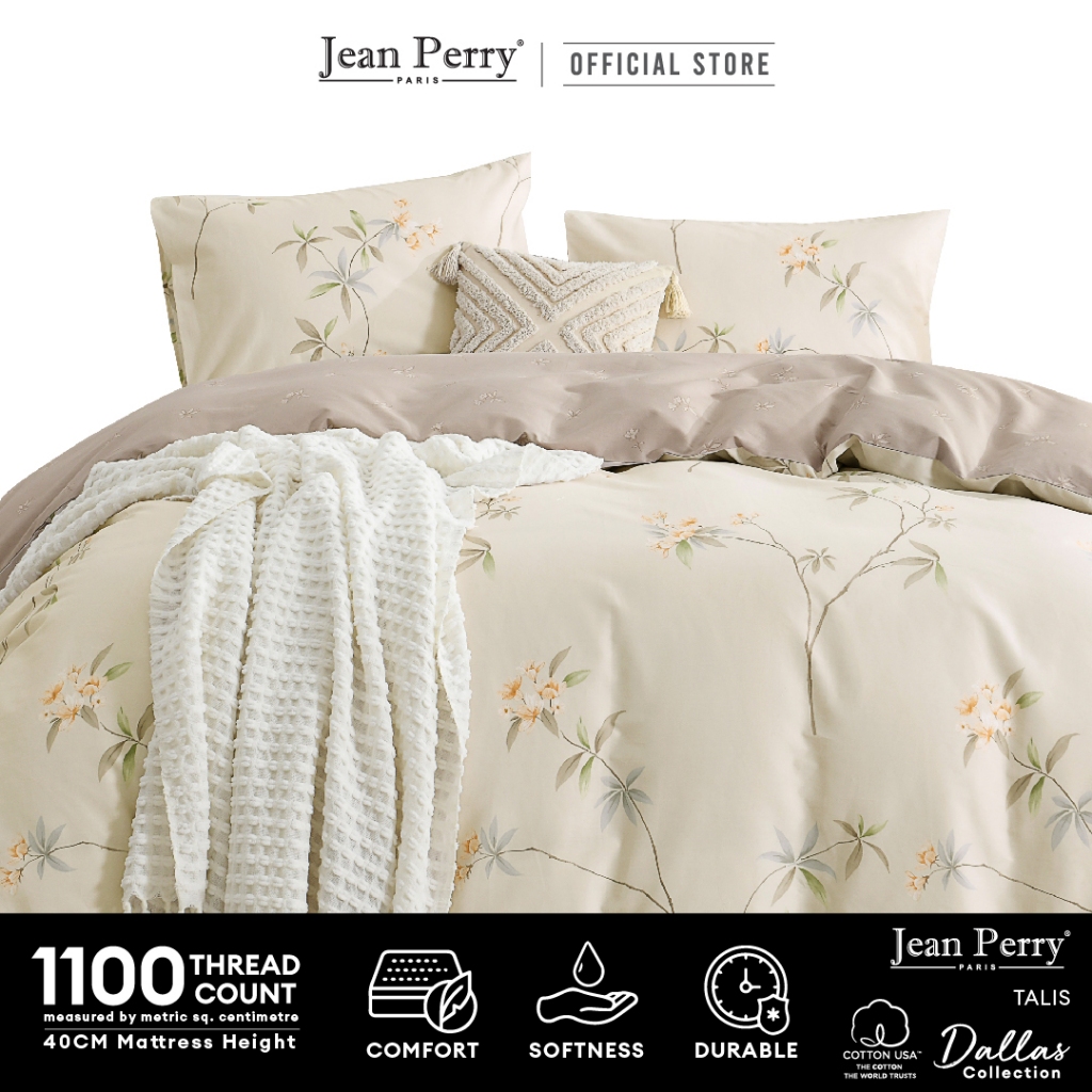 Jean Perry Dallas Quilt Cover Set - Cotton USA - 1100TC (QUEEN/ KING ...