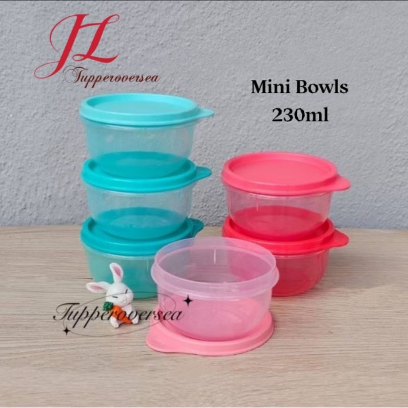 Tupperware Mini Bowl 230ml - (3 PCS / 6PCS) - Pink / Turquoise | Shopee ...