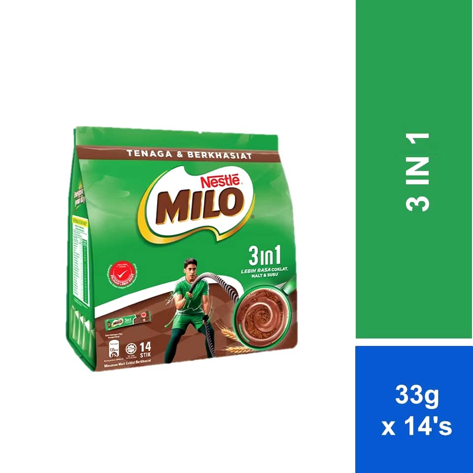 Milo Activ-Go 3 in 1 Chocolate Malt Drink 14 tick Packs x 33g | Shopee Malaysia