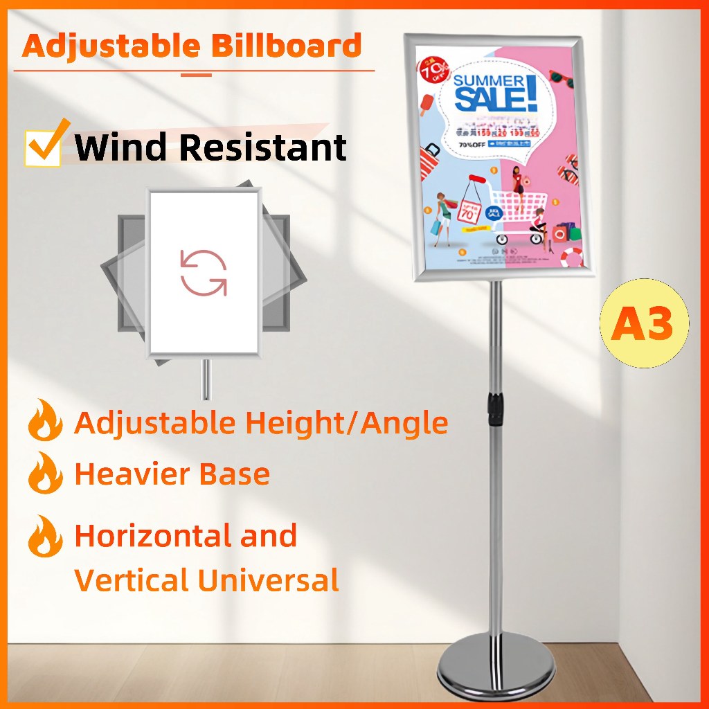 A3 Silver Sign Stand Stainless Steel Guide Signage Advertising ...