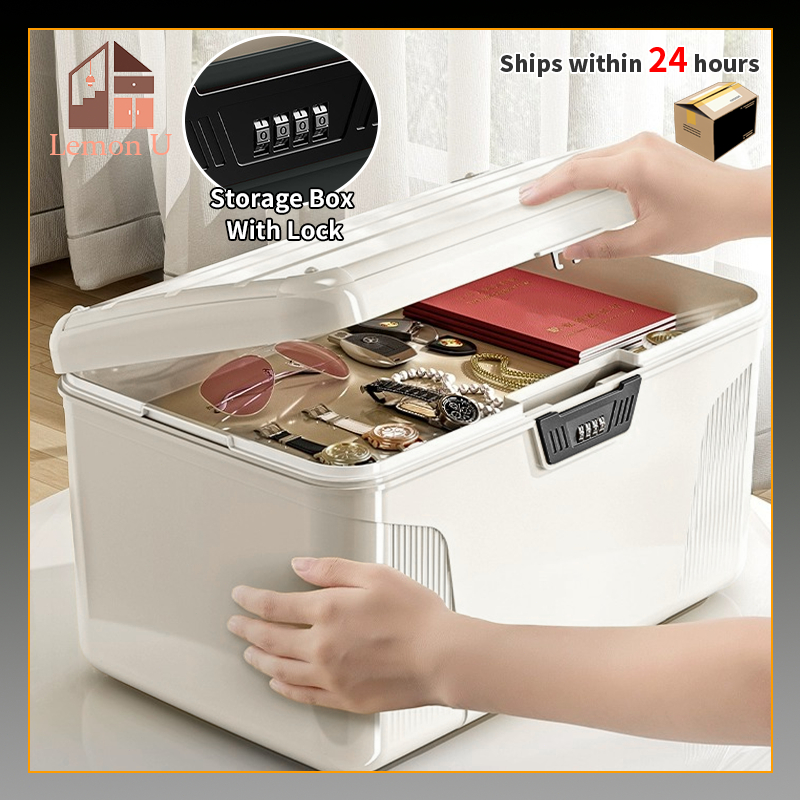 Storage Box With Lock Plastic Password Box Household Office Four Digit ...