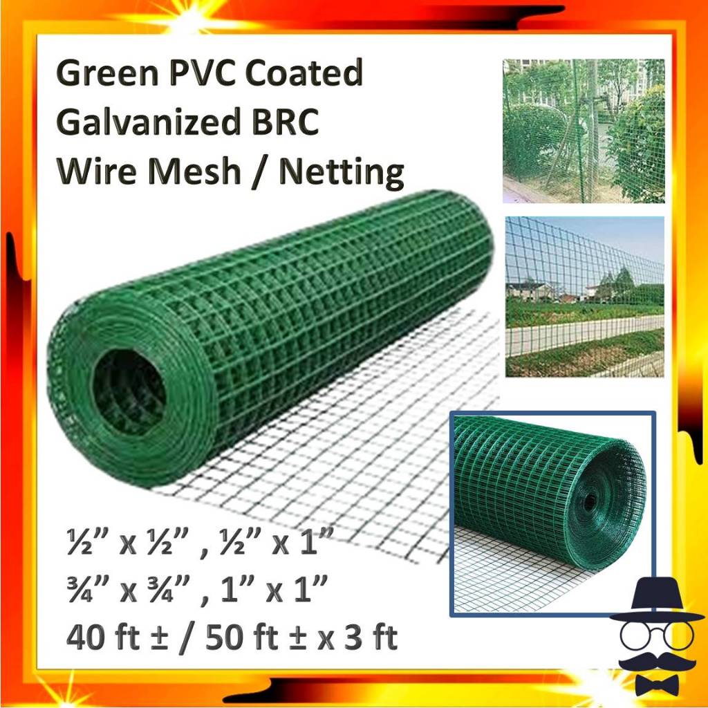3ft x 40ft ± Green PVC Coated Galvanized BRC Welded Wire Mesh Net ...