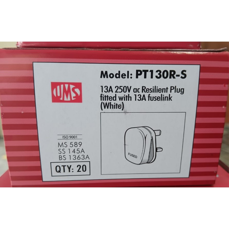UMS 13A Plug Top 3Pin (SIRIM) PT130R-S (20pcs/box) | Shopee Malaysia