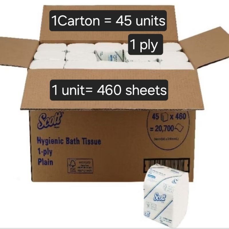 SCOTT® 06392 Hygienic Bath Toilet Tissue 1-ply HBT Tissue ( 1 Carton=45 ...