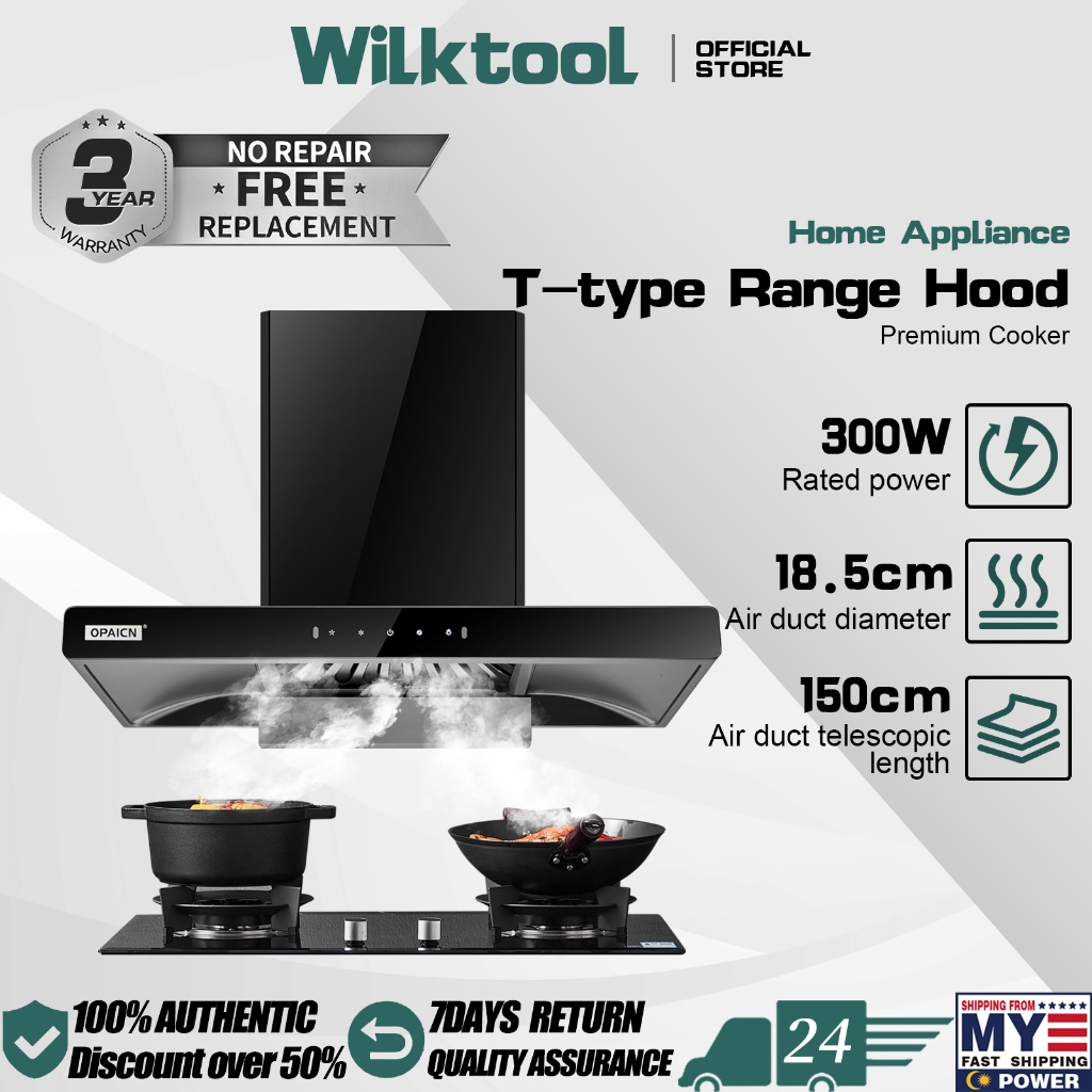 WilkTOOL'Kitchen Cooker Hood 300W Dapur gas stove hob Penyedut Asap ...