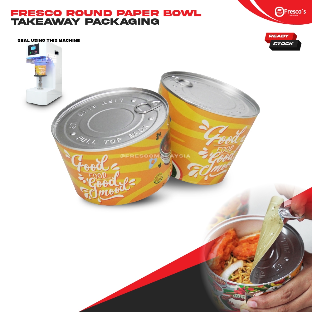 Fresco Round Paper Bowl with Lid Takeaway Packaging 50pcs | Shopee Malaysia