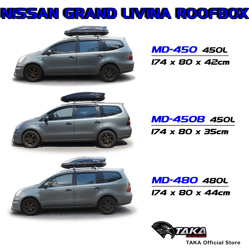 Nissan Grand Livina TAKA Roofbox [TAKA MD-450/MD-450B/MD-480] [With ...