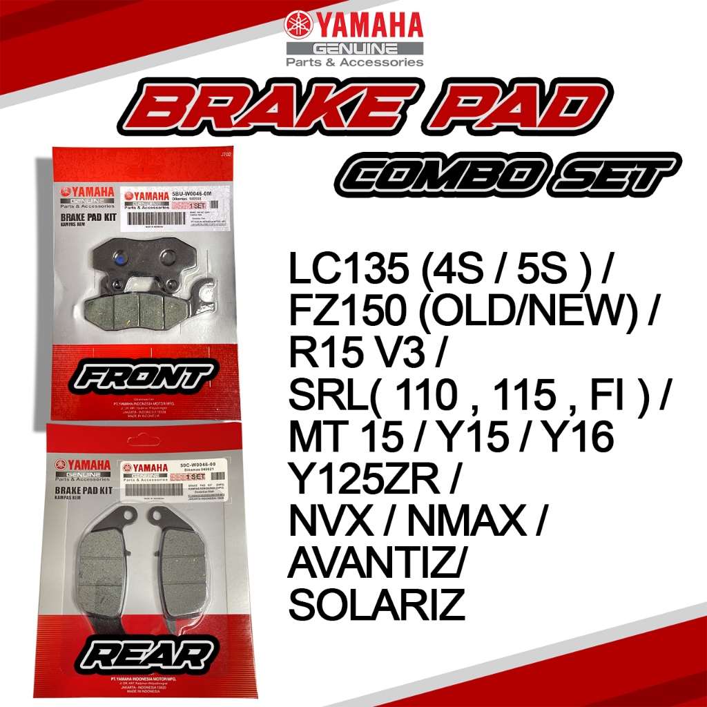 BRAKE PAD LC135 Y15 Y16 125ZR FZ150 R15 R25 NMAX NVX SOLARIZ AVANTIZ ...