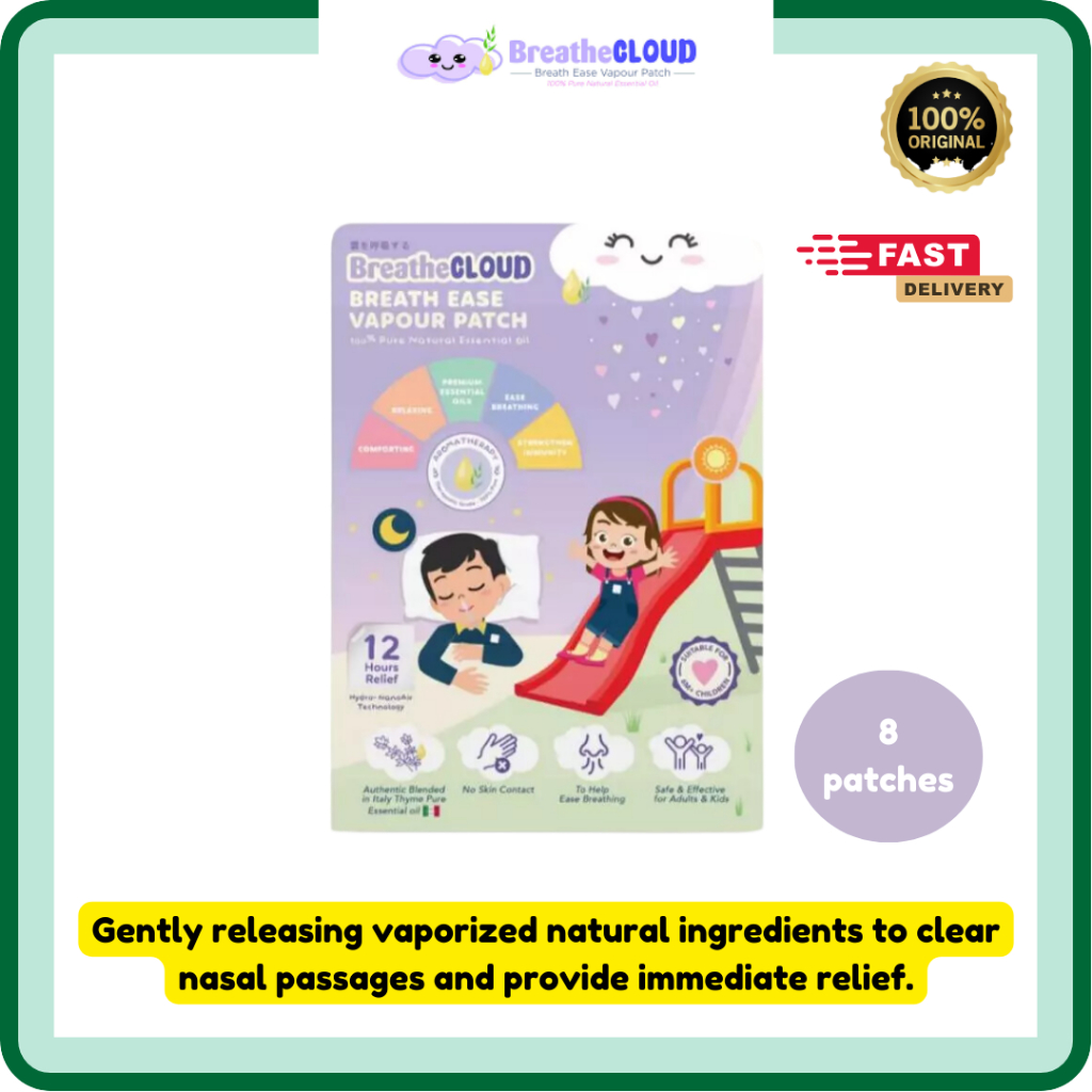 BreatheCloud Vapour Patch | 8 pcs per box | EXP: 09/27 | Breath Ease Breathe Cloud | Natural ...