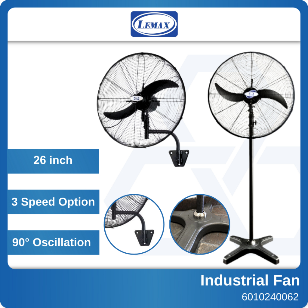LEMAX 26" Inch Industrial Wall Fan Stand Fan Kipas Dinding Berdiri ...