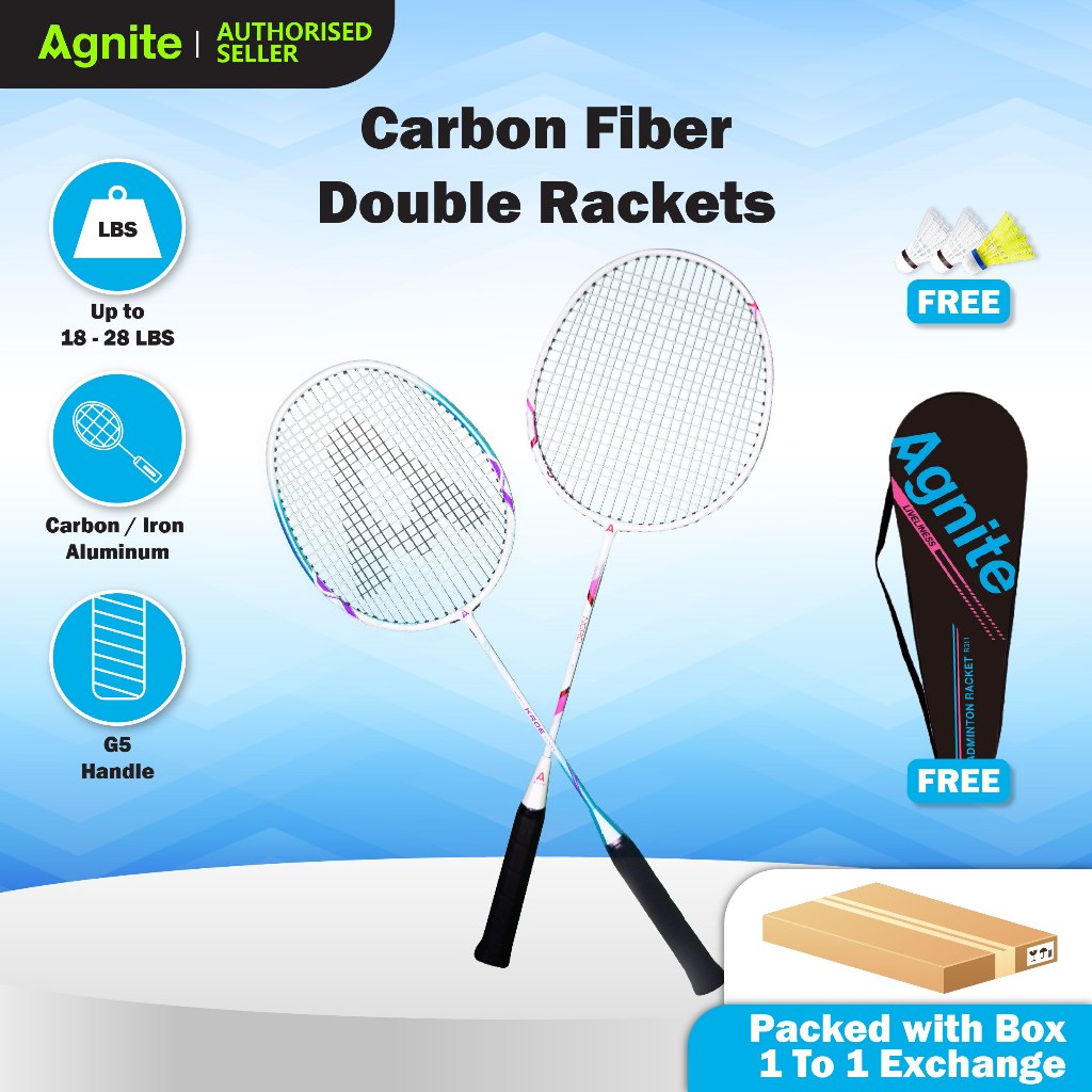 Agnite 2pcs Raket Badminton Budak Kids Badminton Racket Pink 羽球拍 Reket ...