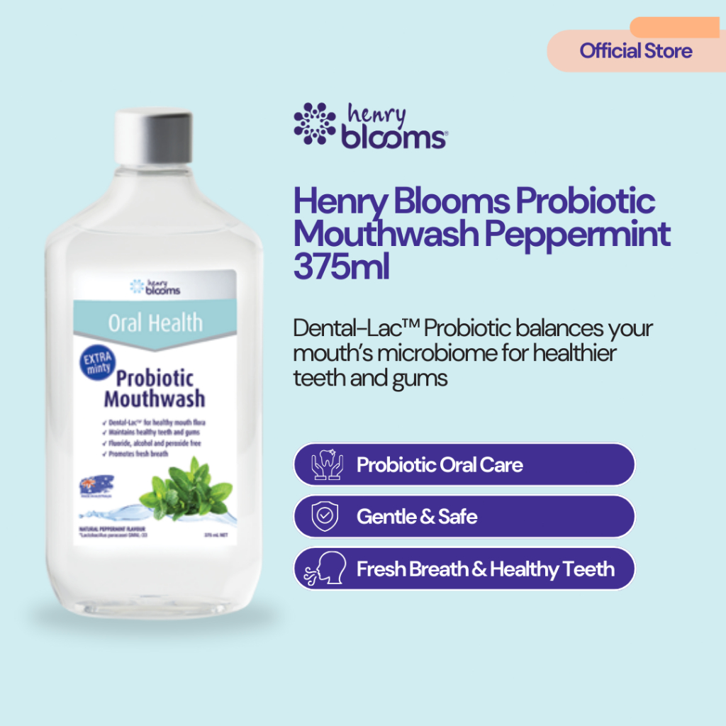 HENRY BLOOMS Probiotic Mouthwash Peppermint 375ml - Probiotic-Powered Freshness | Shopee Malaysia