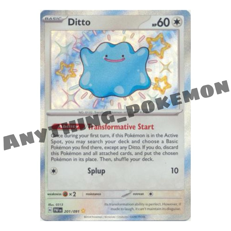 Pokemon Card - Ditto (201/091) - Shiny Rare - Paldean Fates Singles ...