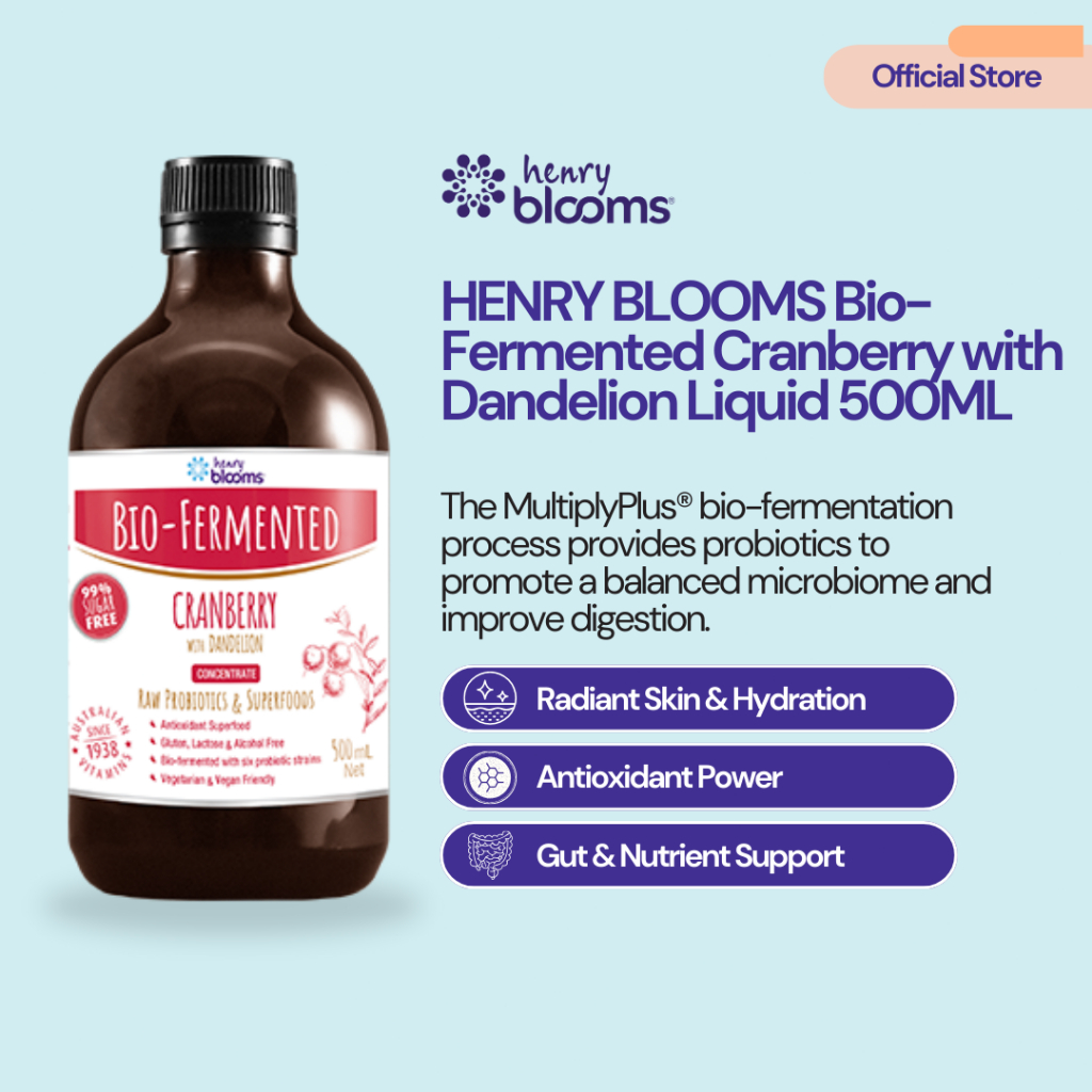 Henry Blooms Bio-Fermented Cranberry with Dandelion Liquid (500ml) | Shopee Malaysia
