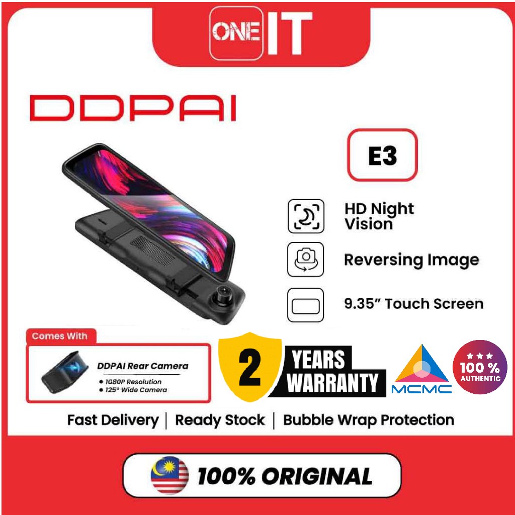 DDPAI Mola E3 Rearview Mirror Dashcam With Touch Screen Dual Recording ...