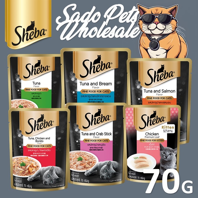 Sheba Pouch Cat Wet Food 70g Adult Kitten Pet Wet Food Cat Food Makanan ...