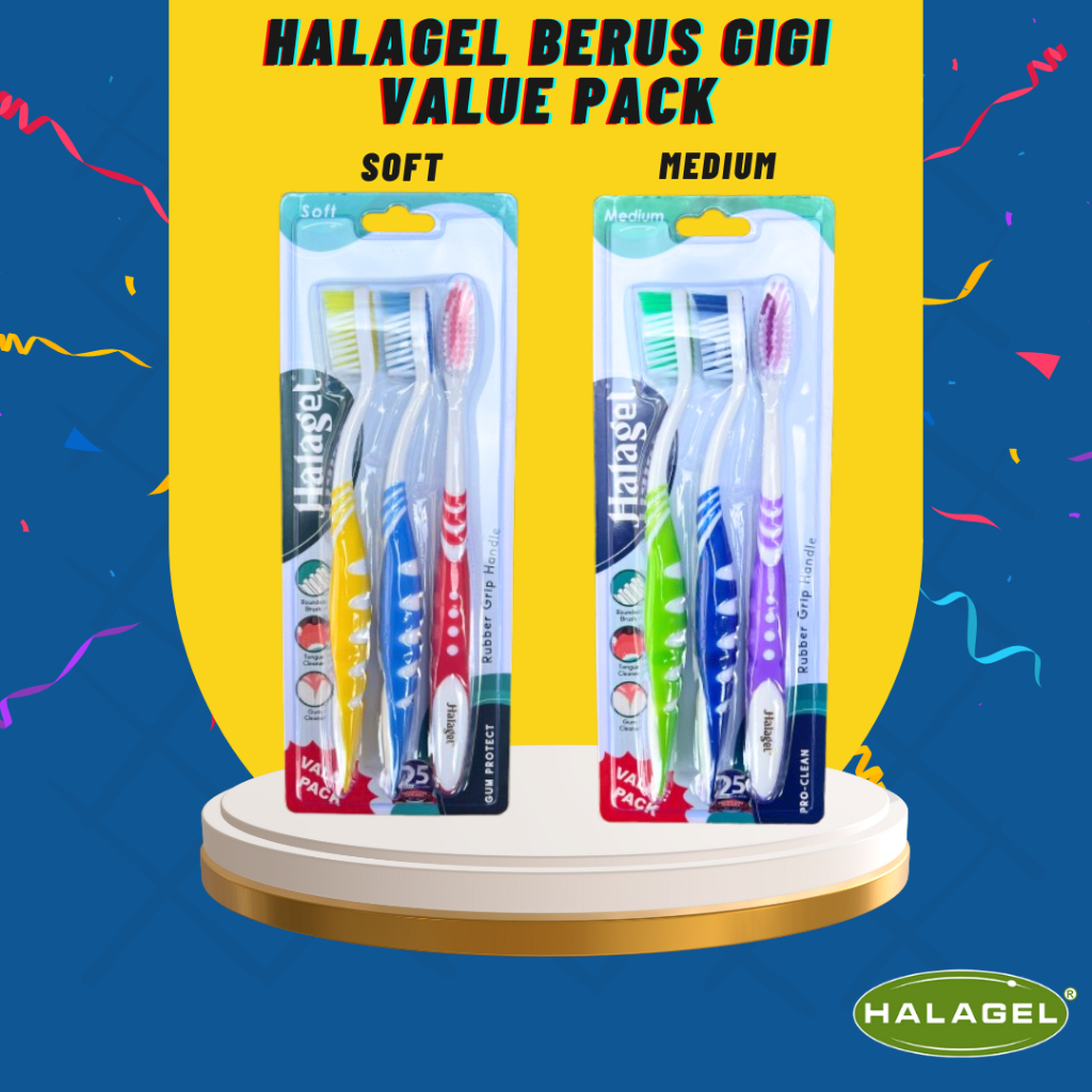 HALAGEL Adult Toothbrush Value Pack | Berus Gigi Dewasa Value Pack ...