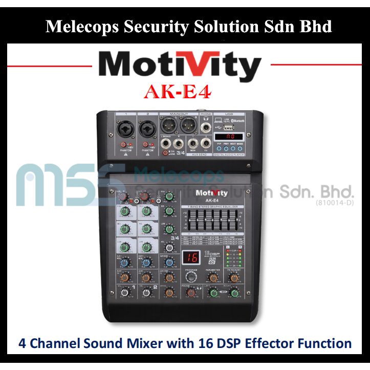 MOTIVITY AK-E4 4 Channel Mixer With USB Playback & Bluetooth Audio ...