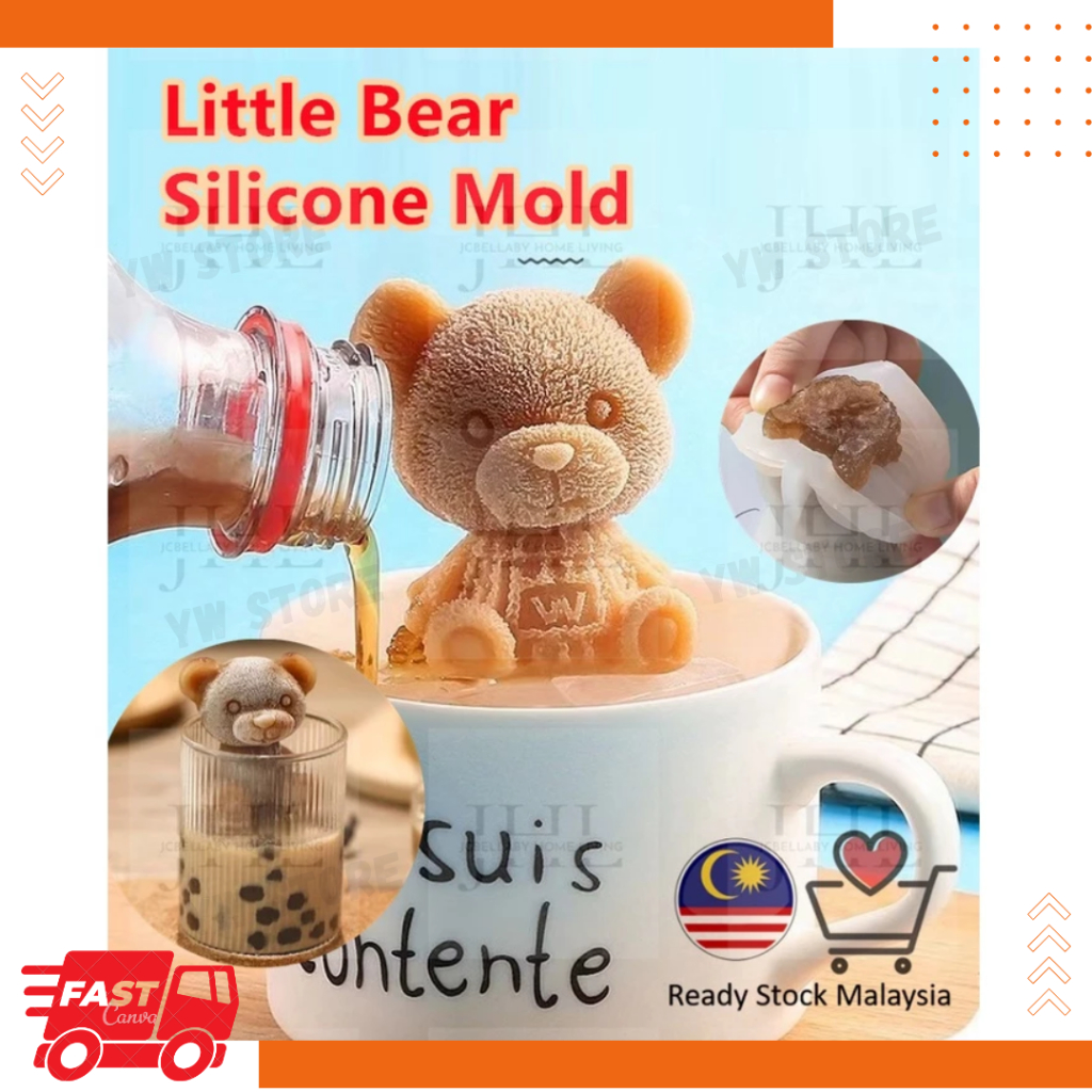 Viral 3D Bear Ice Cube Ice Maker Mold Silicone Ice Tray Homemade Ice ...