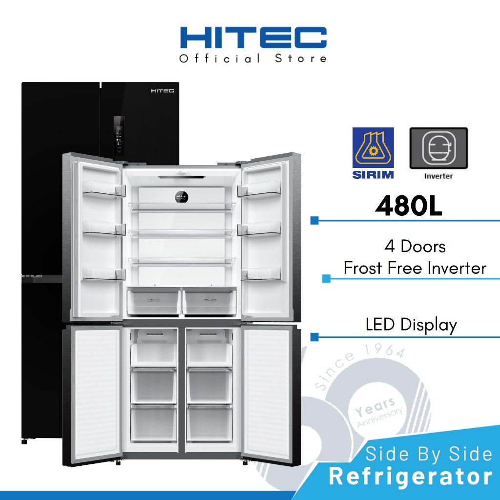 Hitec 4 Doors INVERTER Refrigerator 480L Peti Sejuk 4 Door Fridge HTR ...