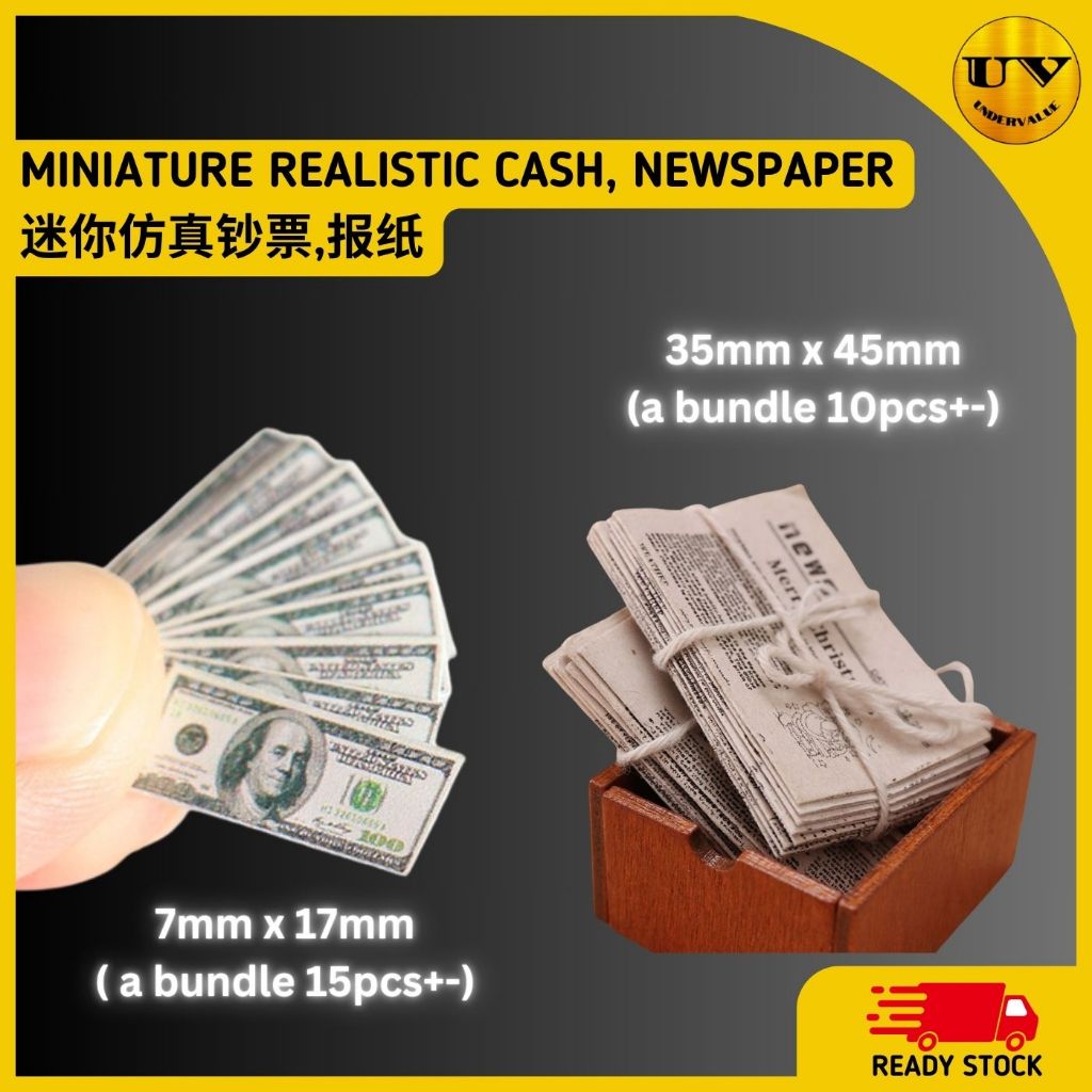 Miniature Dollhouse decoration mini newspaper | banknote surat khabar ...