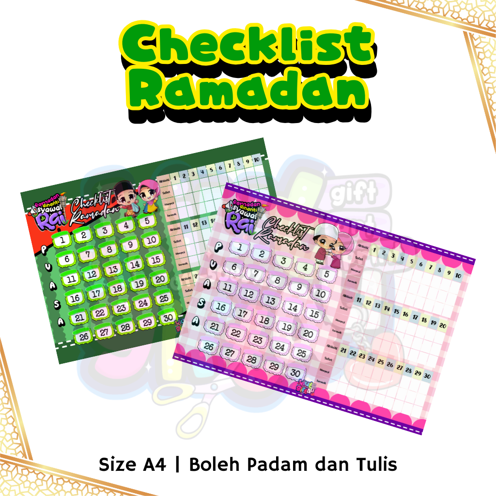 Checklist Senarai Aktiviti Ramadan, Colorful Kids Muslim Puasa Tick ...