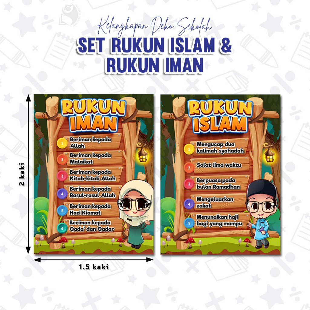 ⭐1 DAY SHIP⭐ Set Poster Rukun Islam & Rukun Iman (ABAD-21 / PAK-21 ...