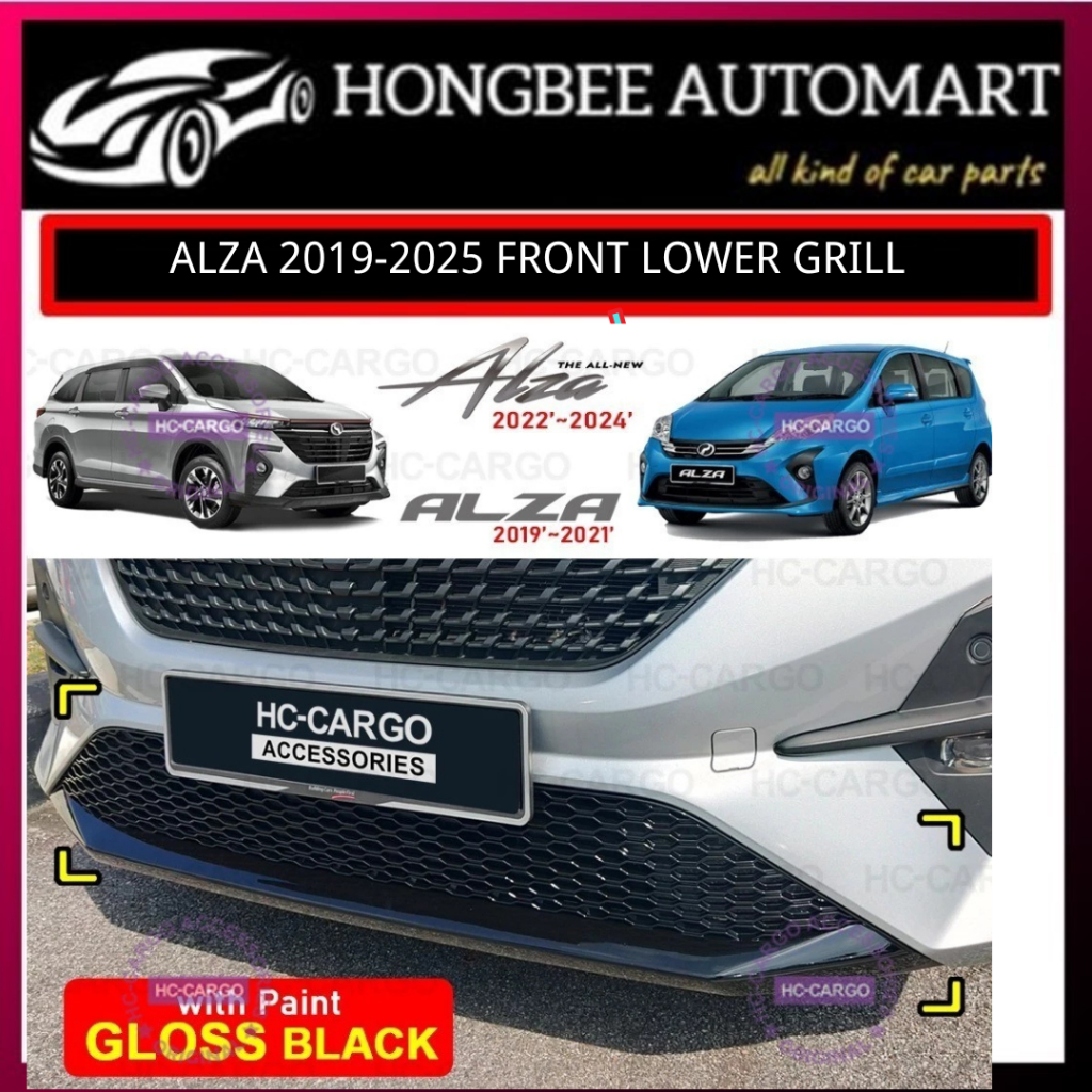 PERODUA ALZA 2019-2025 FRONT GRILL HONEYCOMB MESH LOWER GRILL GLOSSY ...
