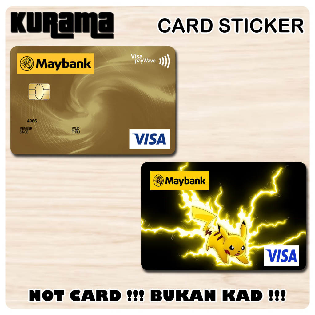 [ Pikachu ] For Bank Card Sticker Cover / MASTER / VISA / CREDIT/ DEBIT ...