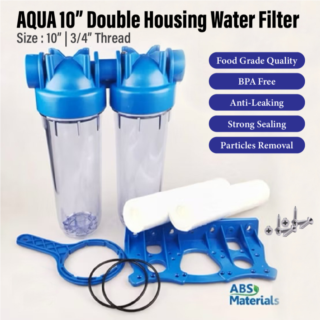 AQUA 10" Inch Double Stage Housing Water Filter Water Purifier System ...
