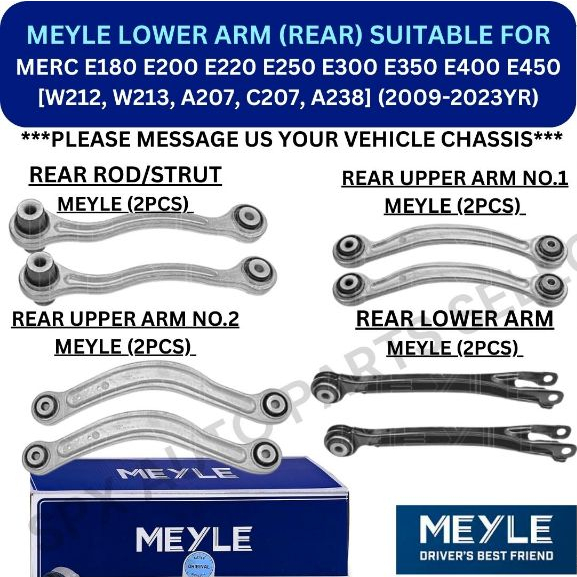 MEYLE GENUINE LOWER ARM (REAR) FOR MERC E180 E200 E220 E250 E300 E350 E400 E450 [W212, W213 ...