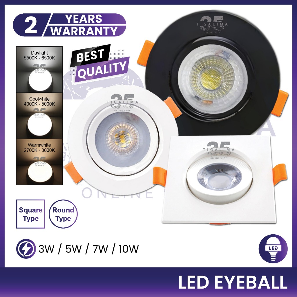LED Eyeball 3W 5W 7W 10W Round / Square LED Recessed Eyeball Spotlight ...