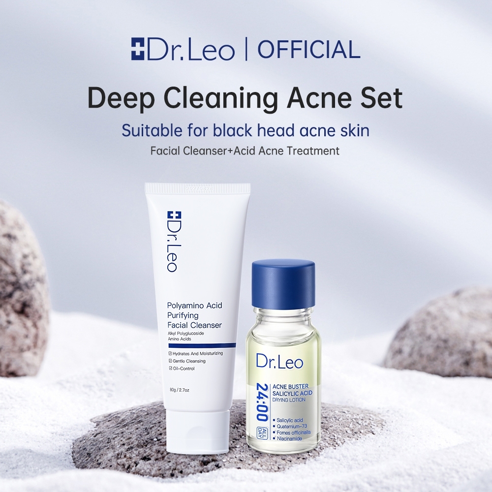 Dr.Leo Deep Cleaning Acne 2pcs Set Acne Essence +Amino Acid Facial Wash ...
