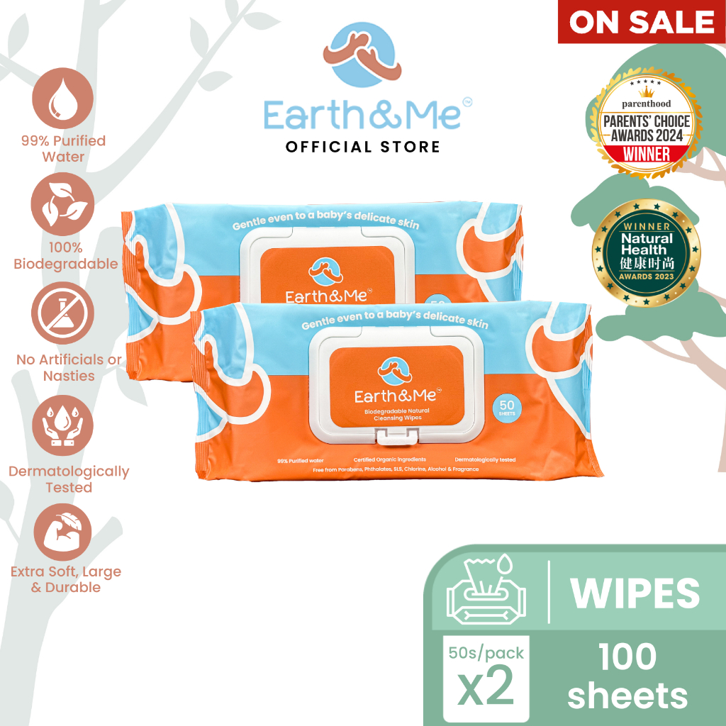 Earth & Me Natural Cleansing Wipes 2-Pack Bundle | Tisu Basah 湿纸巾 ...