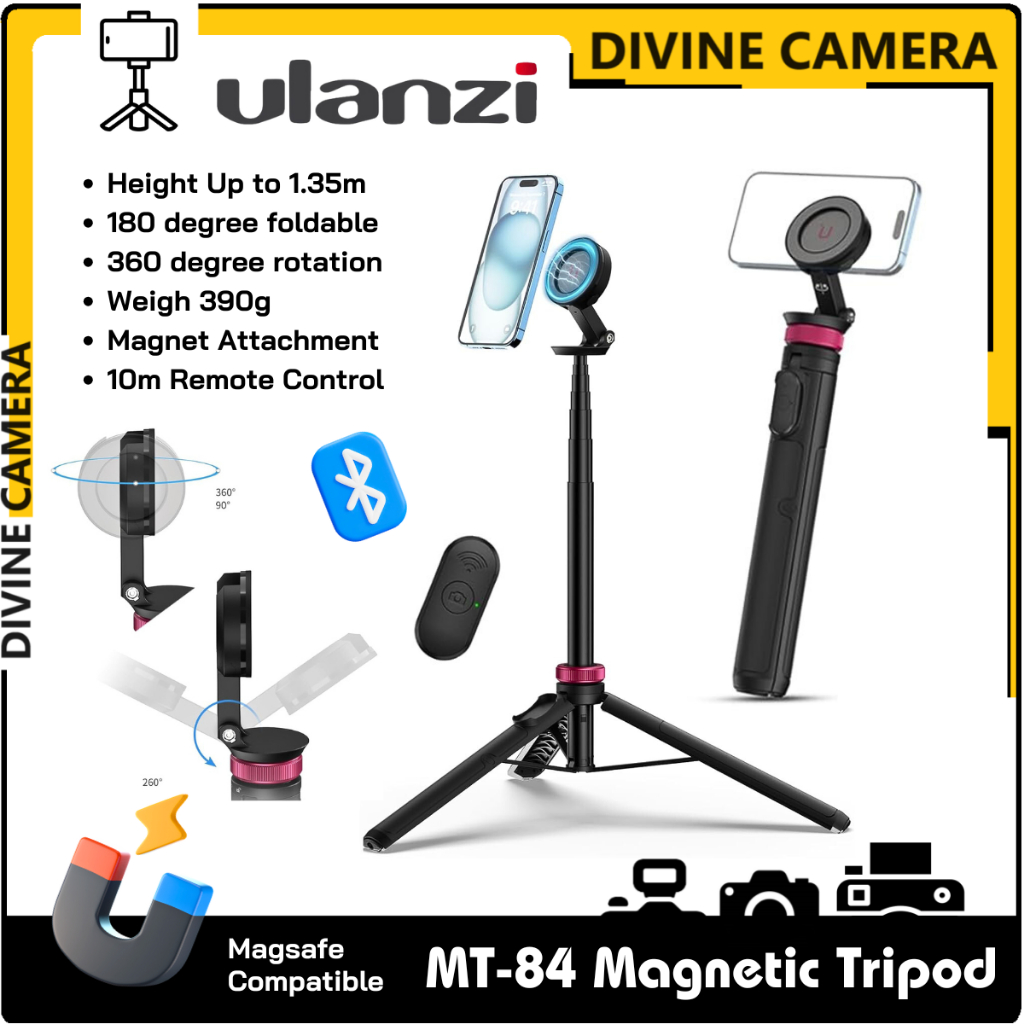 Ulanzi MT-84 Magnetic Selfie Stick/Tripod for Phone with Remote Control ...