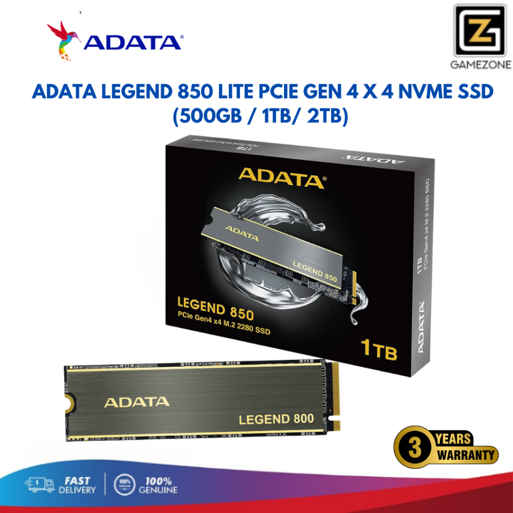 ADATA LEGEND 850 LITE PCIe Gen4 X4 NVME SSD - (500GB / 1TB / 2TB) (*PS5 Compatible) | Shopee ...