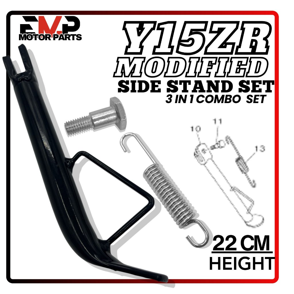SIDE STAND Y15ZR Y15 TONGKAT TEPI Y15 MODIFY MODIFIED SET SPRING BOLT ...