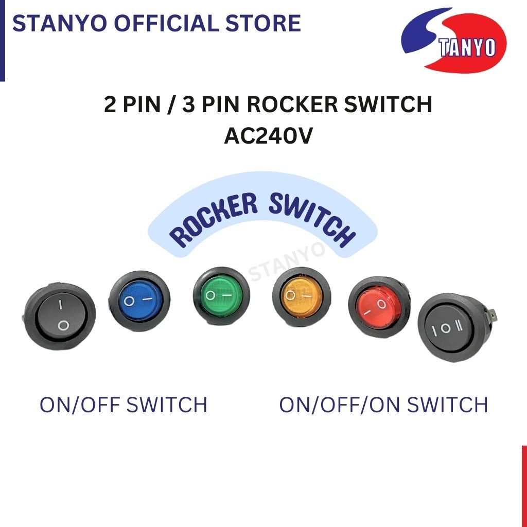 2 PIN / 3 PIN ROCKER SWITCH AC240V HOUSEHOLDE SWITCH/ AUTOMOTIVE SWITCH ...
