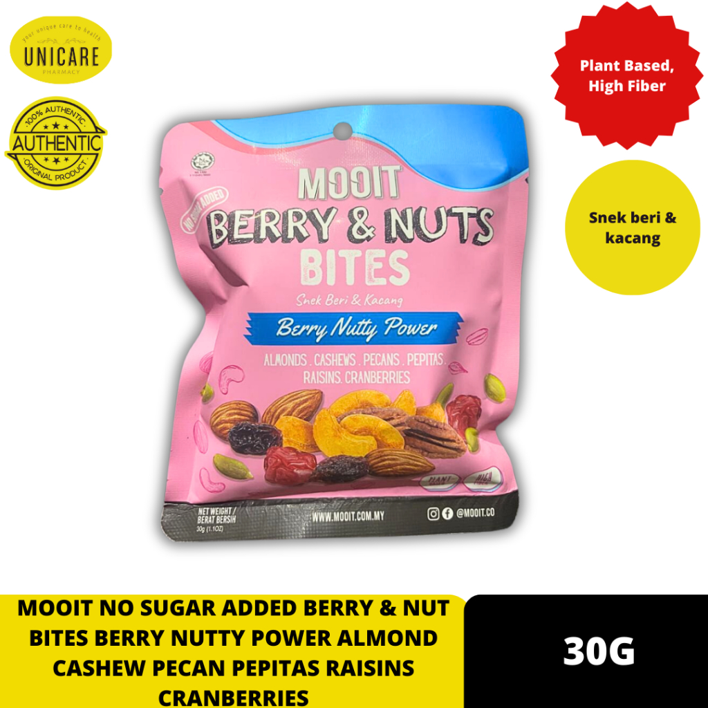 MOOIT NO SUGAR ADDED BERRY & NUT BITES BERRY NUTTY POWER ALMOND CASHEW ...