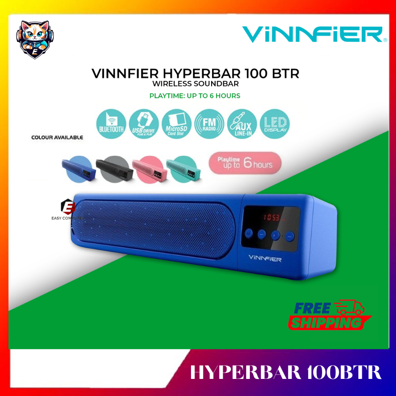 Vinnfier Hyperbar 100 BT Wireless Bluetooth Mini Soundbar with USB Slot ...
