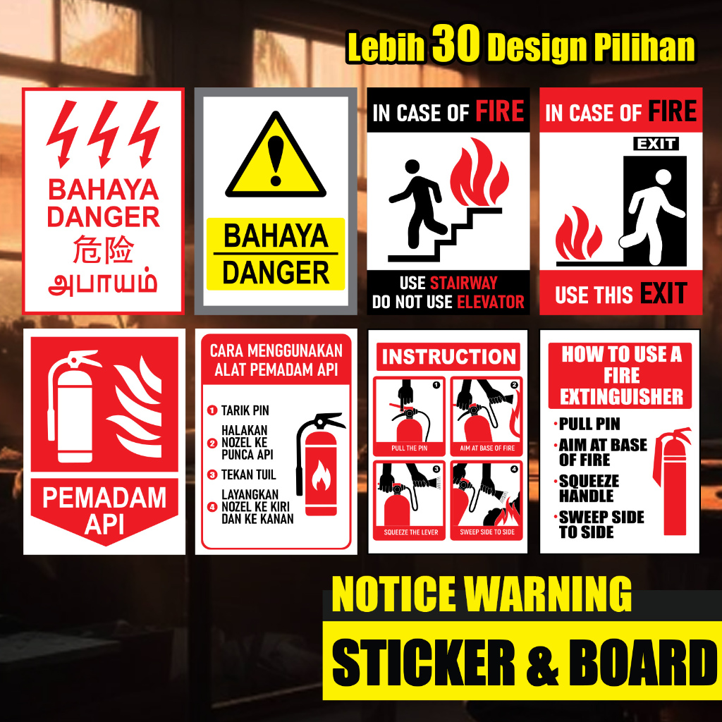 Fire Extinguisher Sign Sticker Alat Pemadam Api Instruction Fire Hose ...