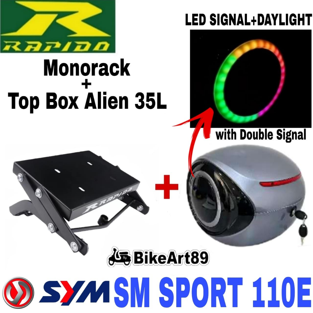 Rapido Monorack SYM SPORT 110E Combo Set with Top Box Alien ABS Tail ...