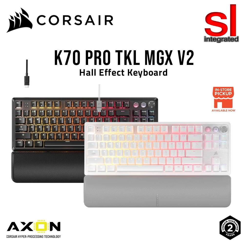 Corsair K70 PRO TKL RGB Wired Tenkeyless Mechanical Gaming Keyboard Pre-Lubed Hall Effect MGX ...