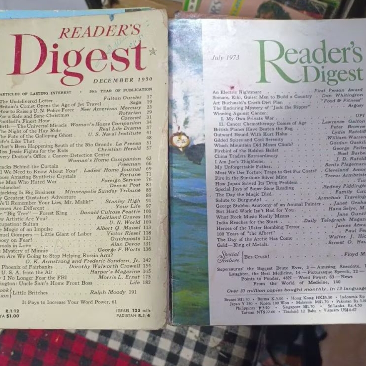 Vintage Preloved Readers Digest Magazines - 1950s, 60s,70s, 80s ...