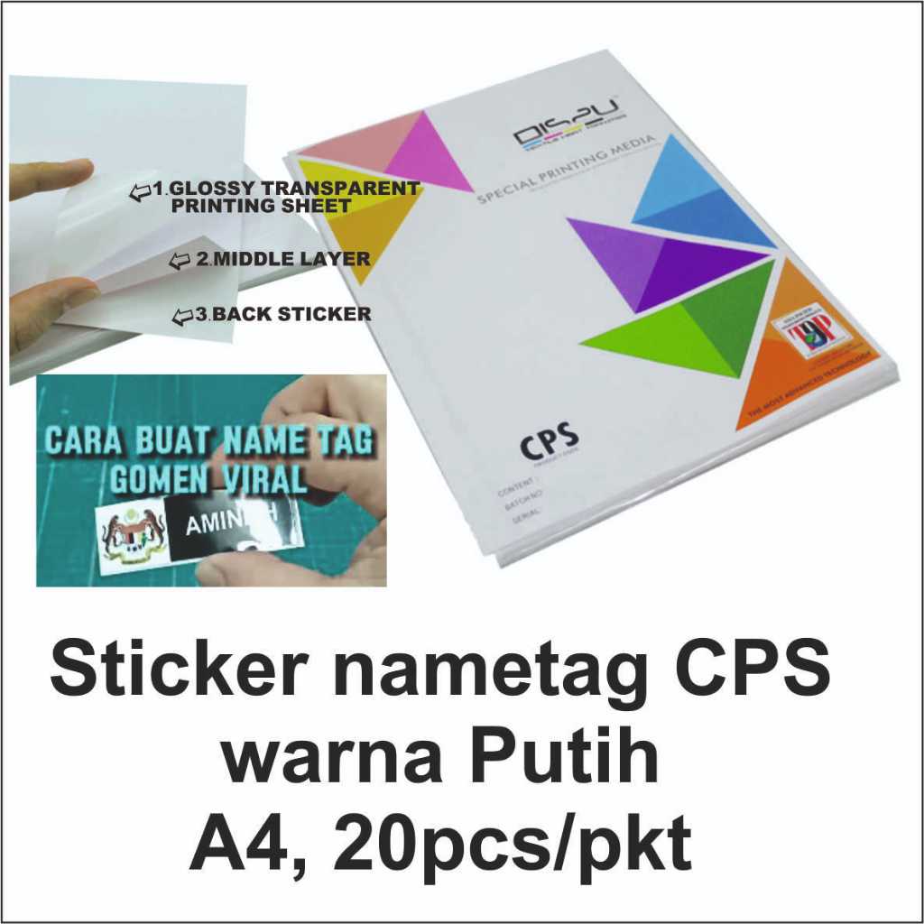 Sticker Nametag Glossy Sticker Putih Menu Sticker White Photo Sticker ...